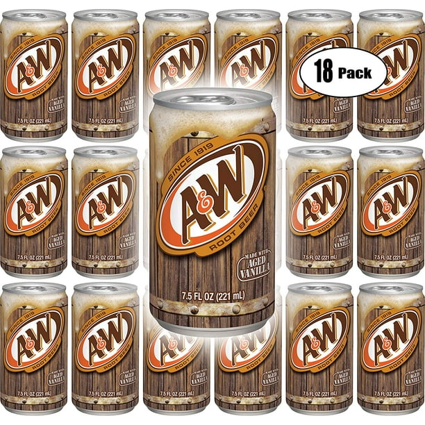 A&W Root Beer, 7.5 Fl Oz MINI Can, (Pack of 18, Total of 135 Fl Oz ...
