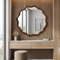 36" Wavy Round Solid Wood Wall Mirror – Black Walnut Boho Decorative ...
