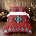 Manfei Boho Aztec King Bedding, Red Turquoise Tribal Geometric King Bed ...