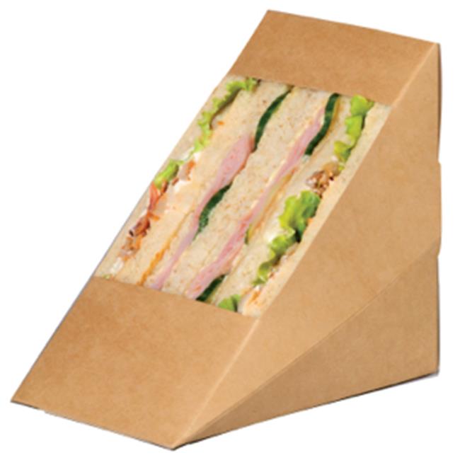 Kraft Triple Sandwich Wedge Box with Window - 4.8 x 3.2 x 4.8 in ...