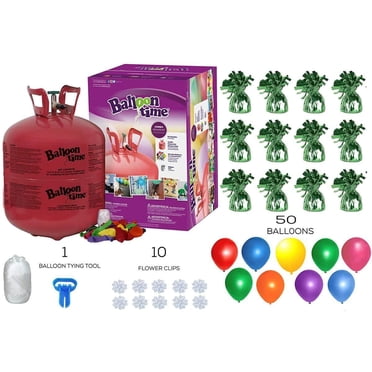 Balloon Time 9.5in Standard Helium Tank Kit (Includes 30 Assorted Latex ...