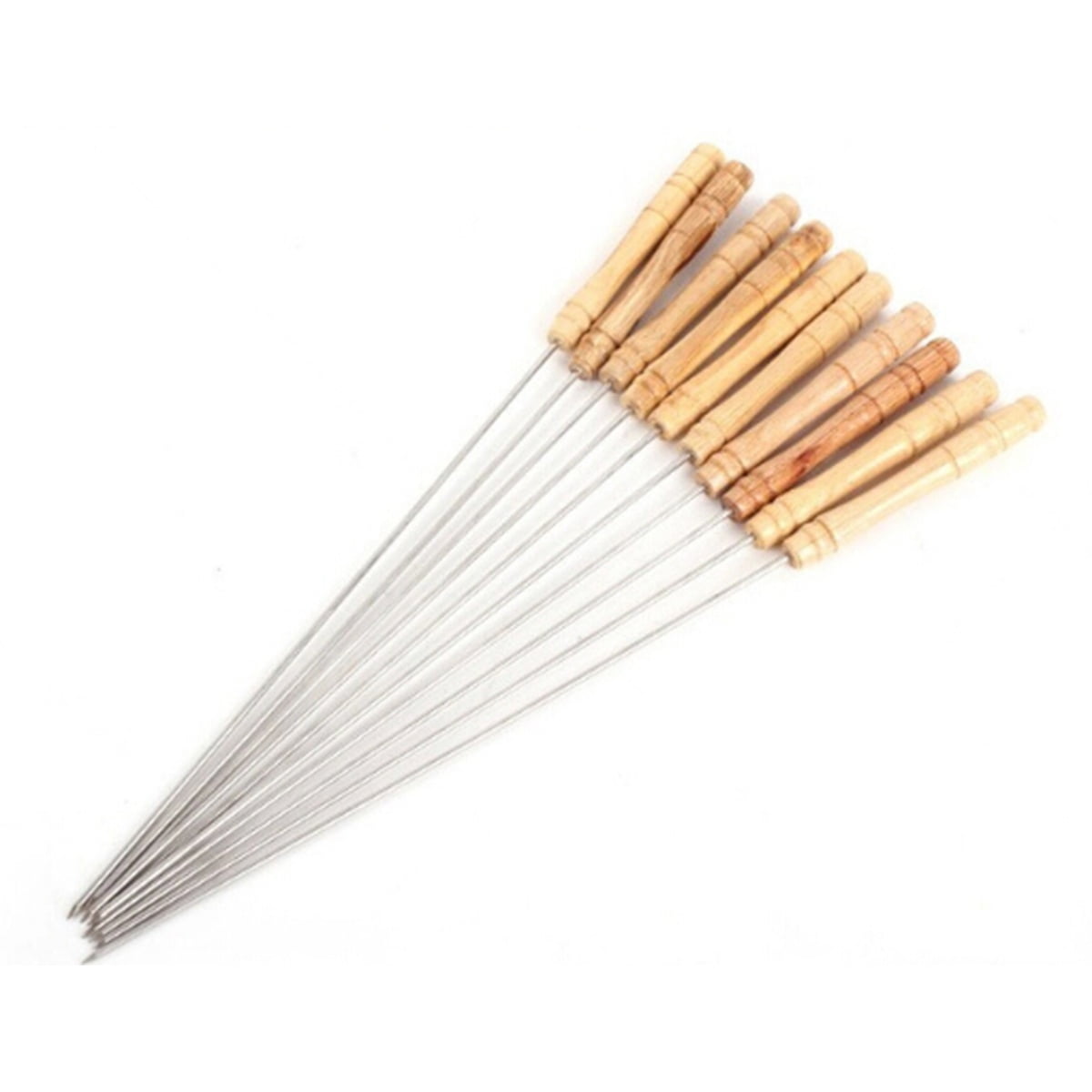 Barbecue Skewers with Wooden Handle, Stainless Steel BBQ Roasting ...