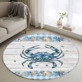 Blue Crab Coastal Round Rug 4ft Washable Circle Entryway Rugs Non Slip ...