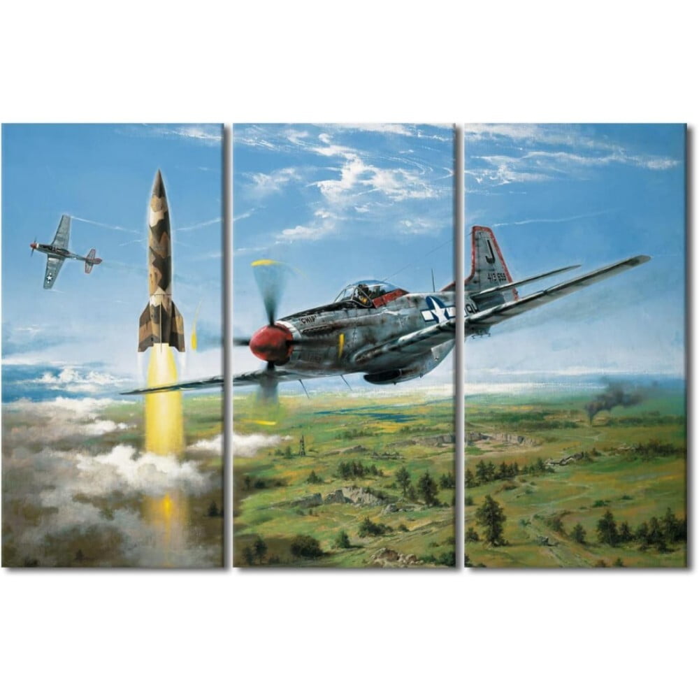 TISHIRON 3PCS Framed Canvas Wall Art Set,60"x40" Aircraft in The WWII ...