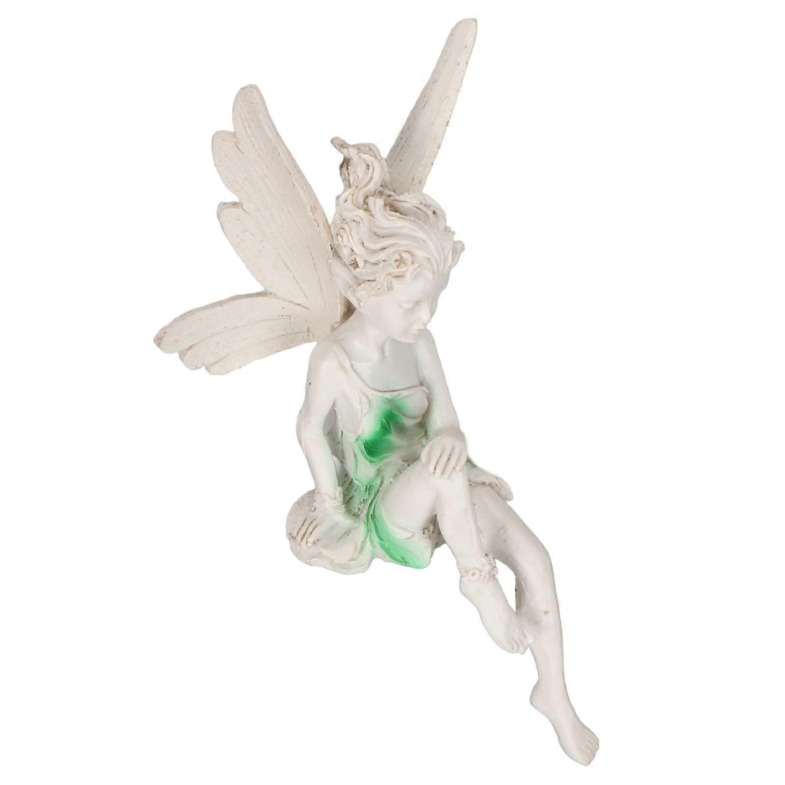 Sitting Fairy Sculpture Resin Hand Painted Realistic Details Protective ...