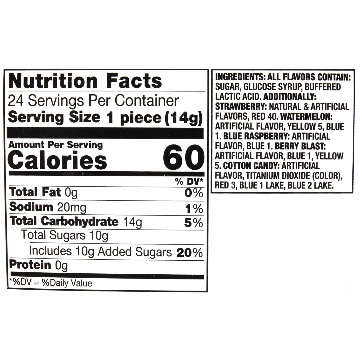 Bulk 24 Pack Push Pop Candy Assortment - Blue Raspberry, Watermelon ...