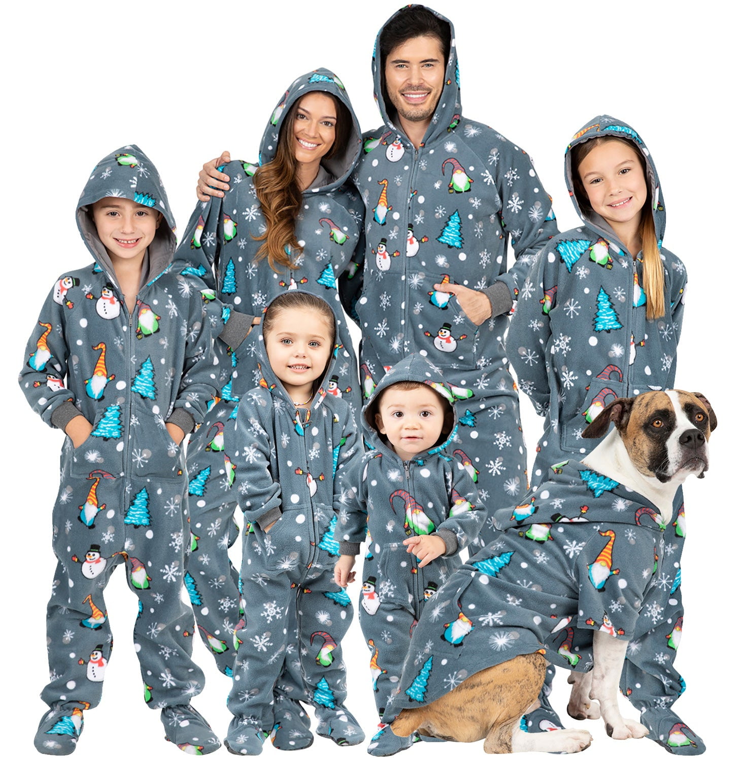 Footed Pajamas Merry Gnomes Adult Hoodie Fleece One Piece Adult