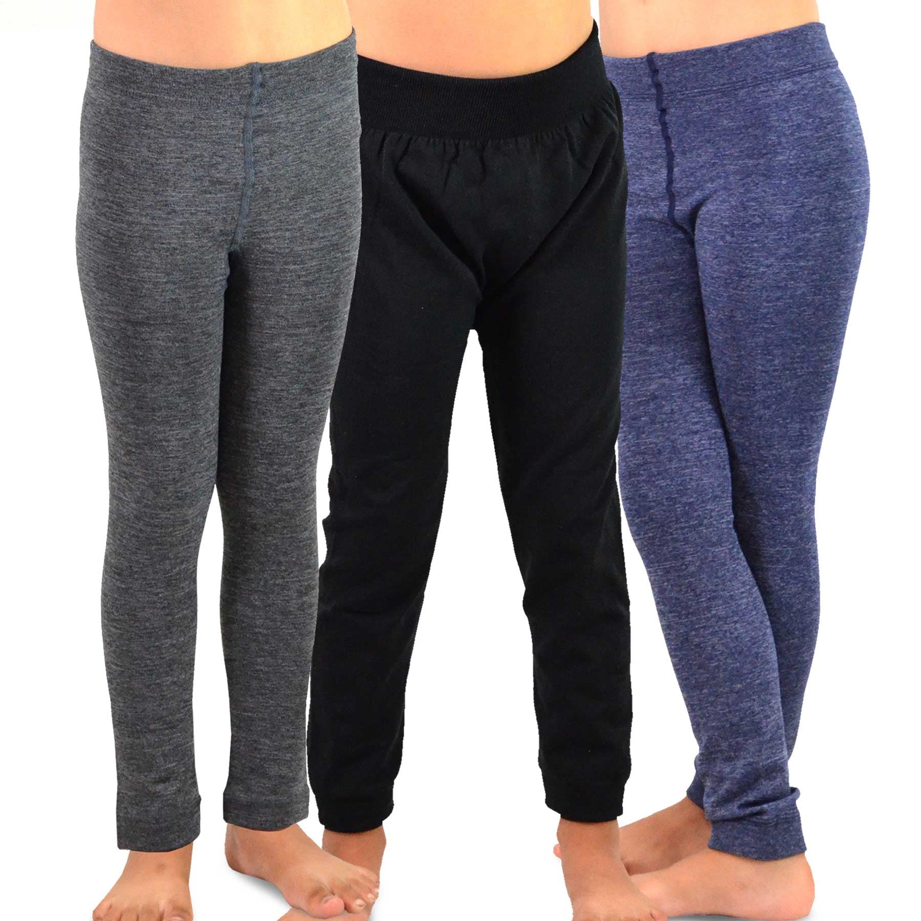 TeeHee Kids Girls Fleece Inner Brushed Leggings 3 Pack (9-10 Years ...