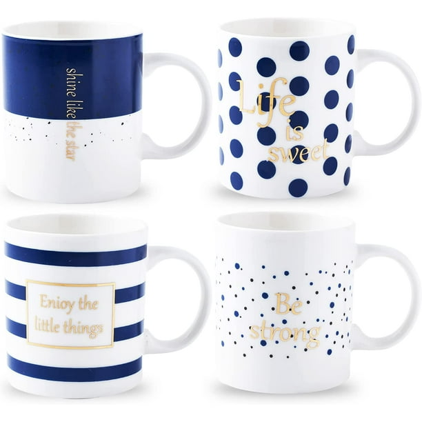 Bruntmor Set of 4 Ceramic Mugs, Best Gift Idea, Love Inspirational ...