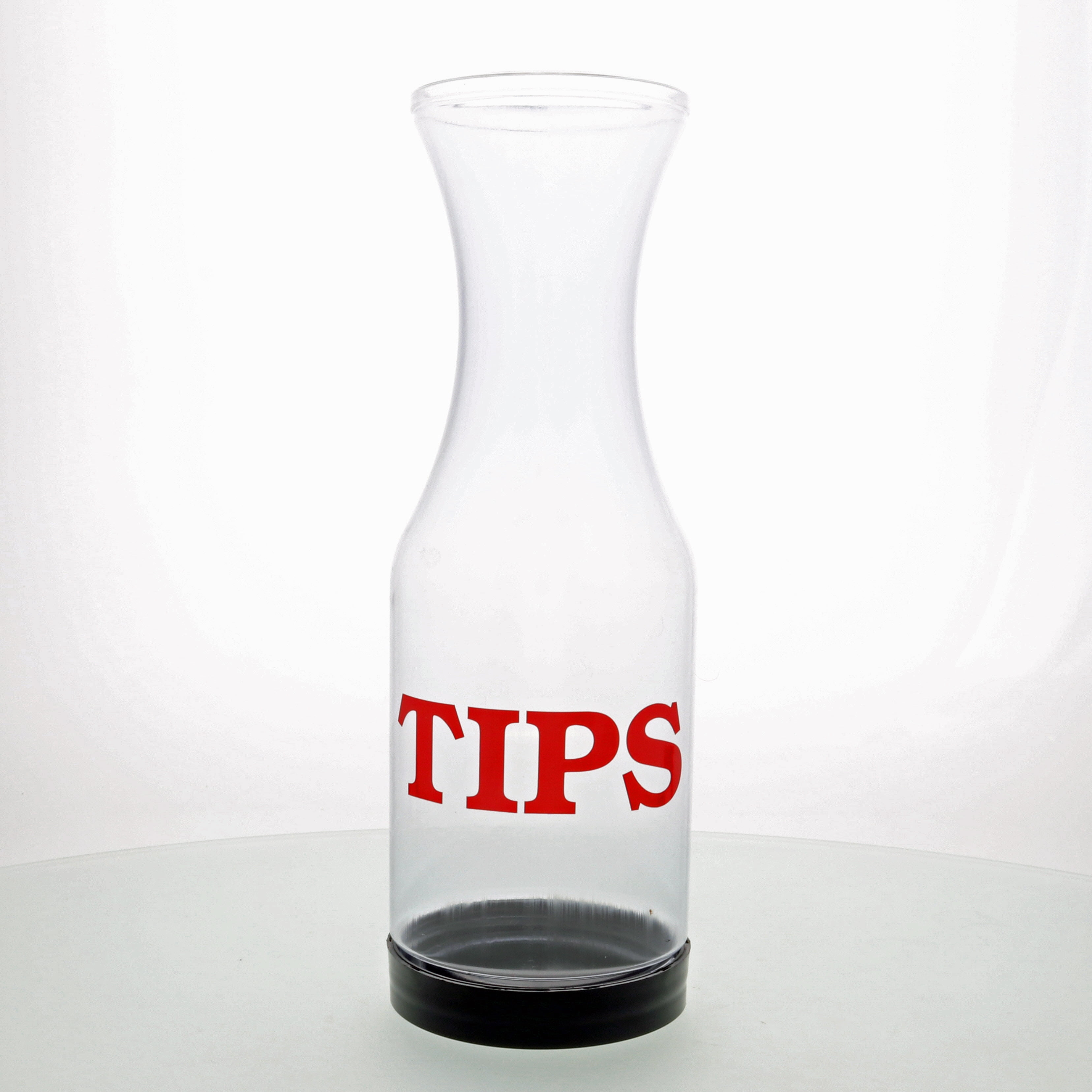 Tip Jar, Clear Plastic, "TIPS" Decal, Removable Bottom, Tapered Opening ...