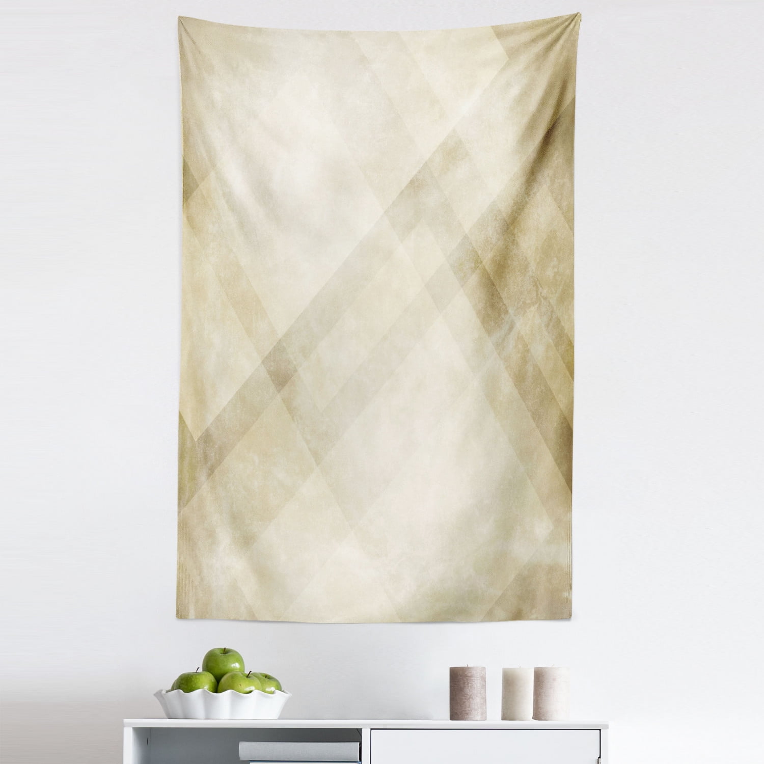 Tan Tapestry, Striped Vintage Faded Squares and Angled Lines Dated ...