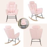 PAPROOS Modern Teddy Fabric Rocking Chair, Accent Rocker Chair with ...
