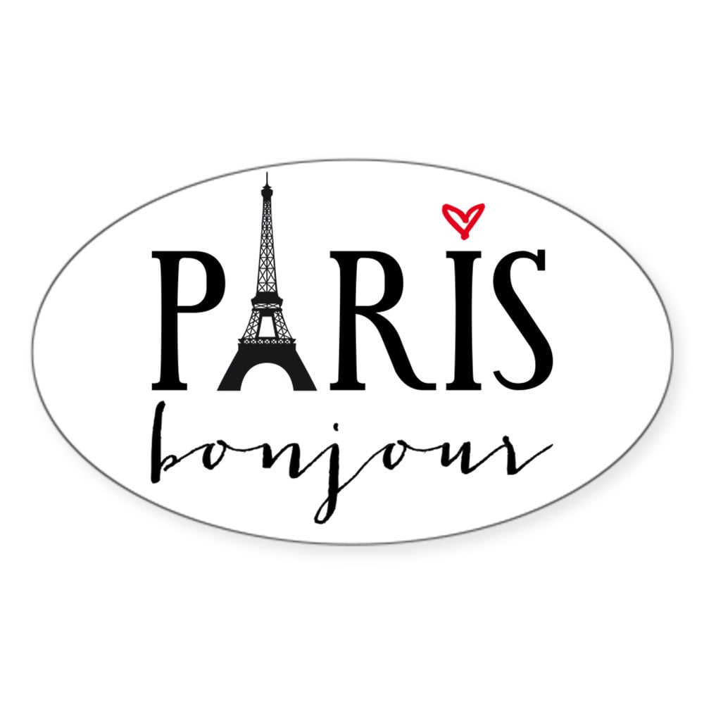 CafePress - Paris Bonjour Sticker - Sticker (Oval) - Walmart.com