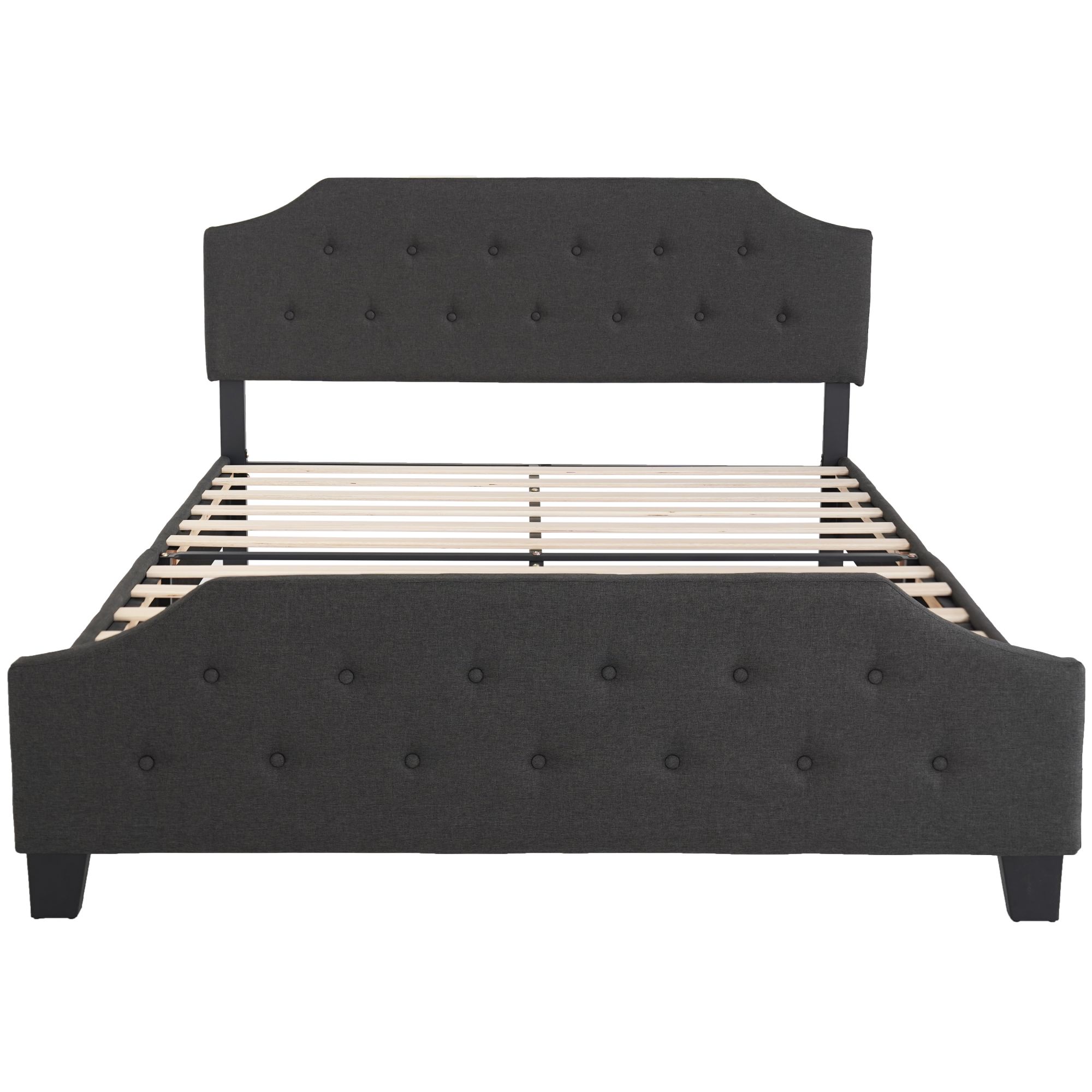 Walmart Queen Size Wood Bed Frame, 800 lbs, Gray, with Headboard/Footboard, No Box Spring ...