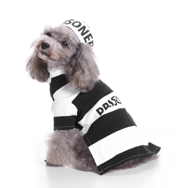 Pet Prisoner Costume with Hat Halloween Cosplay Clothing Wear Resisting ...
