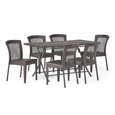 GDF Studio Zhana Outdoor Acacia Wood 7 Piece Dining Set with Cushion ...