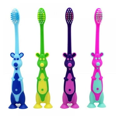 8 X Ball Polka Dot Toothbrush Set Suction Cup Stand Soft Bristles Kids ...
