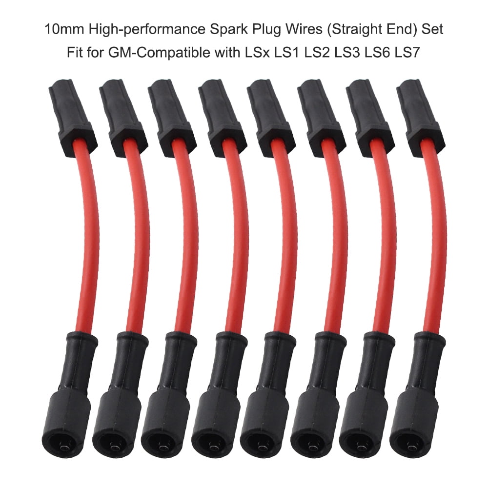 10mm High-performance Spark Plug Wires(Straight End) Set Fit for Chevrolet GM, Compatible with ...