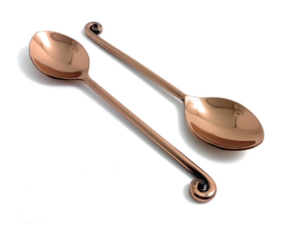Teaspoons Twist Edge Dessert Spoons Set of 6 (Copper Finish) - Walmart.com