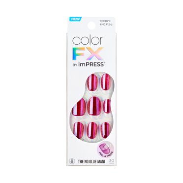 (2 pack) KISS imPRESS Color FX Press on Nails, Hidden Gem, Red, Short ...