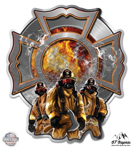 Firefighters - 3" Vinyl Sticker - For Car Laptop I-Pad Phone Helmet ...