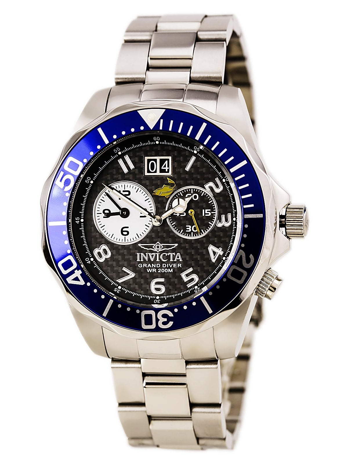 Invicta - Invicta Men's 14442 Grand Diver Dual Time Blue Bezel Steel ...