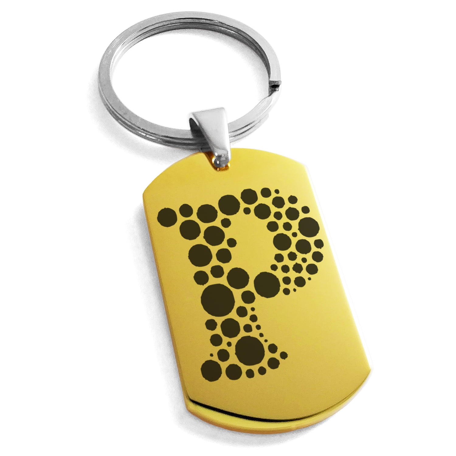 Stainless Steel Letter P Initial Dotted Monogram Engraved Engraved Dog ...