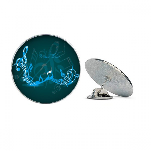 Stylish Flappg Music Notes Blue Round Metal Tack Hat Pin Brooch ...