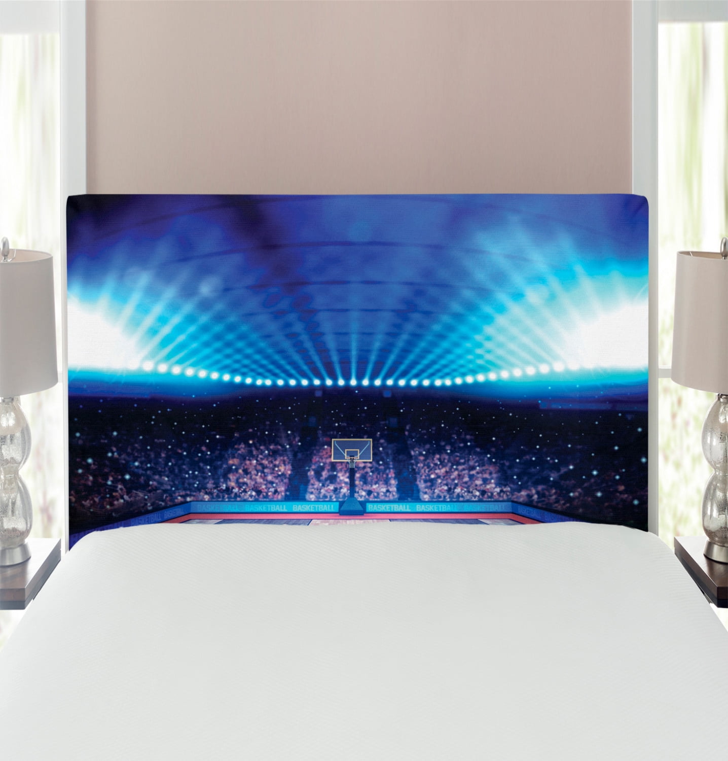 Basketball Headboard, Basketball Arena Court with Fans and Competition ...