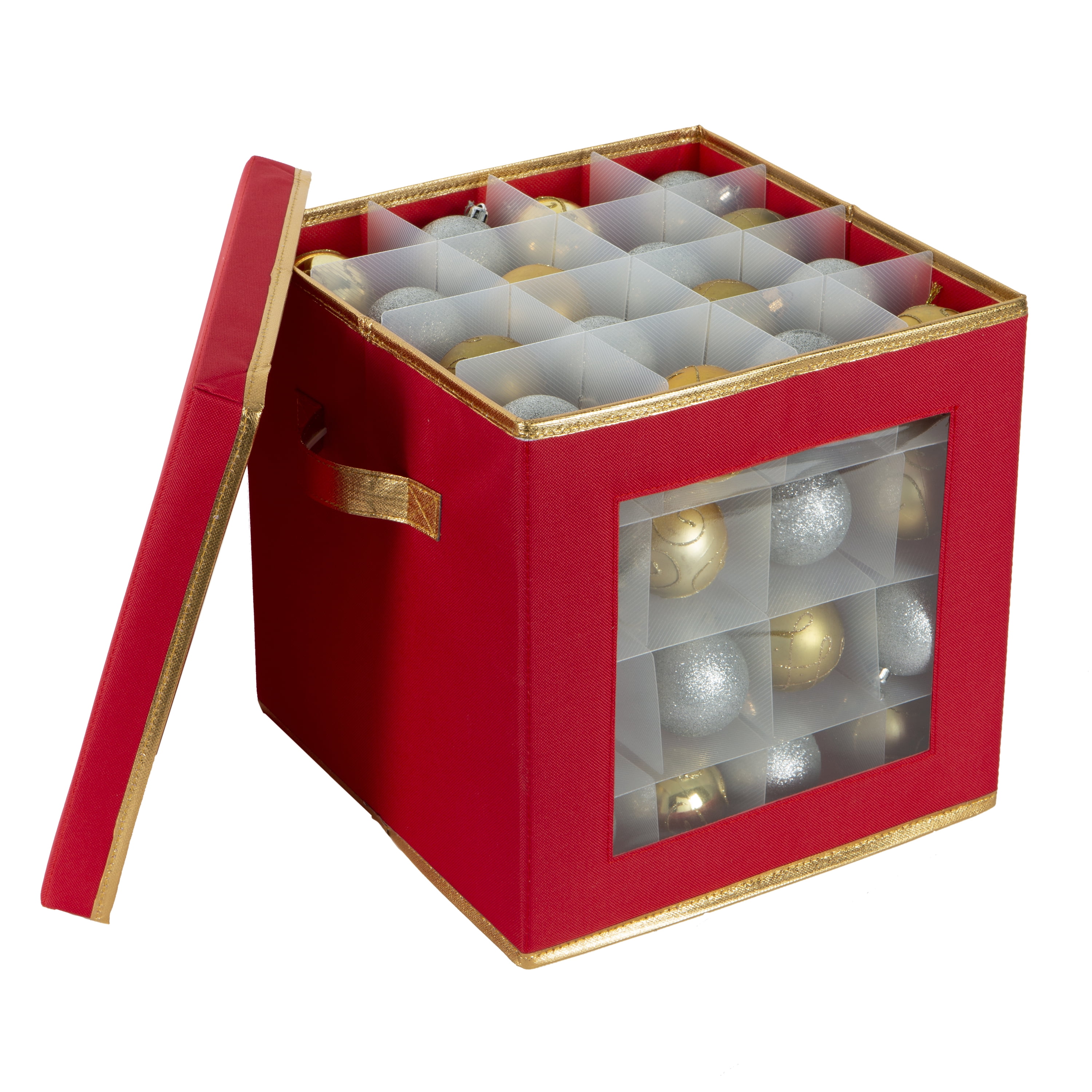 Simplify 64 Count Large Ornament Storage Box - Polyester, Red - Walmart.com