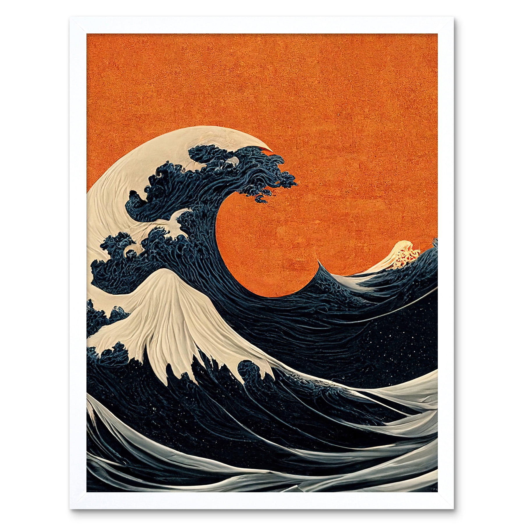 Minimalist Orange Sunset Sky Modern Style Of Great Wave Off Kanagawa ...