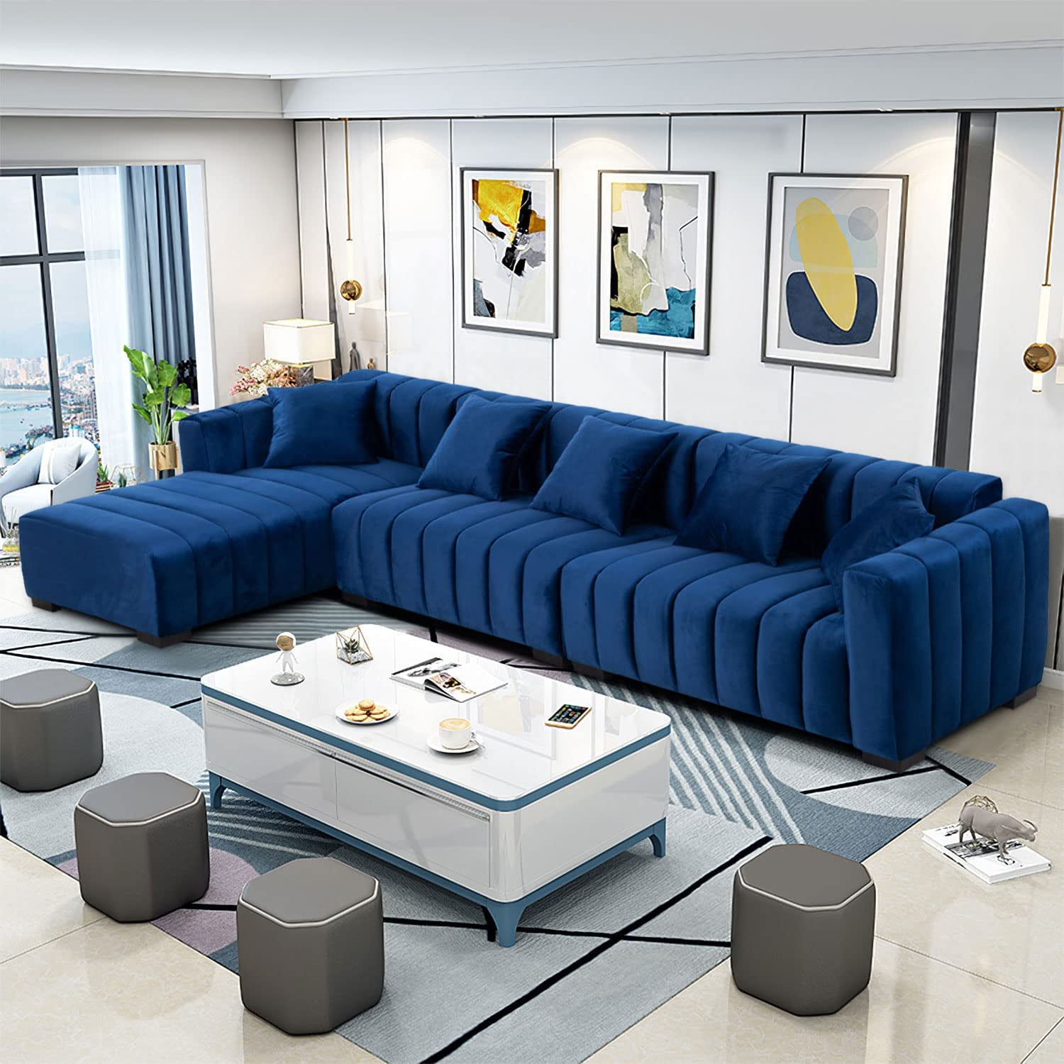 "Williamspace Oversized 139"" L Shaped Sectional Sofa Couch with ...