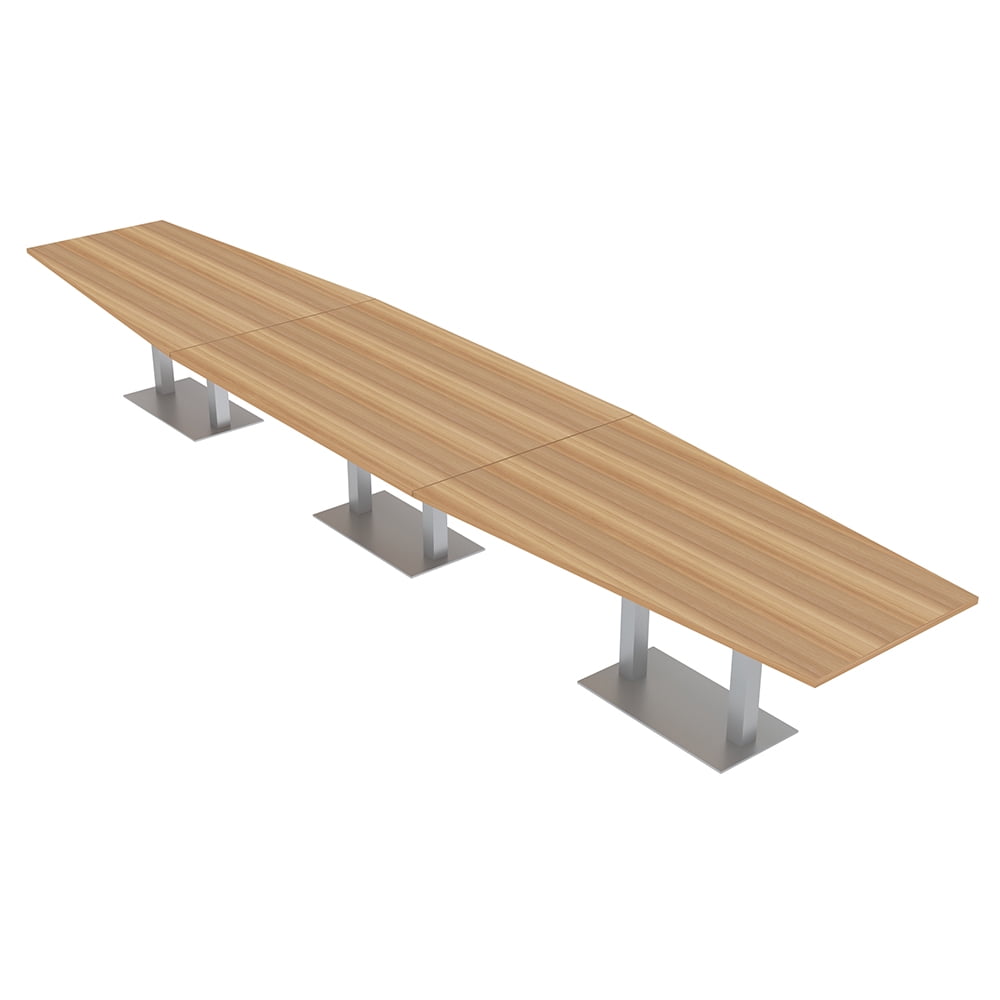 18 Person Modular Powered Hexagon Boardroom Table Square Metal Bases ...