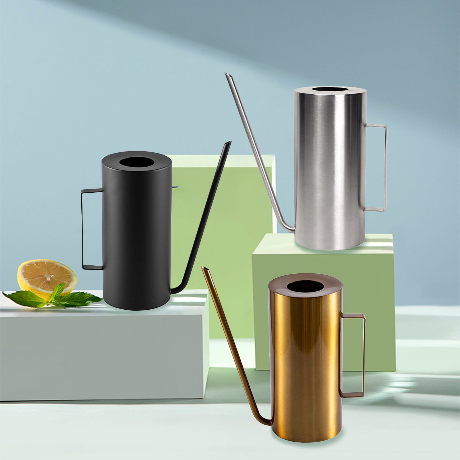 Viadha Stainless Steel Watering Can - 1.5L Metal Watering Can with Long ...