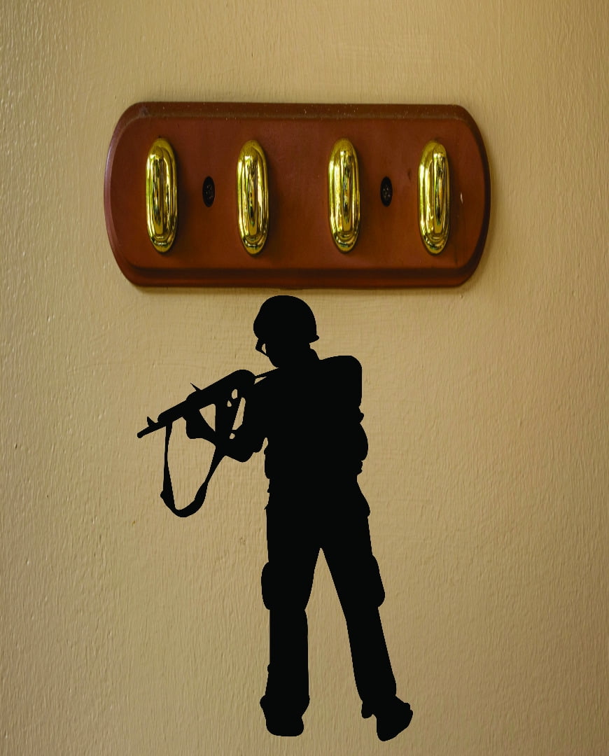 Army Fighting War Soldier Gun Silhouette Peel & Stick Sticker Vinyl ...