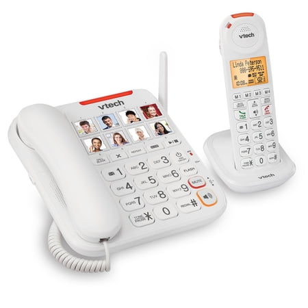 VTech CareLine SN5147 Amplified Corded/Cordless Senior Phone System ...