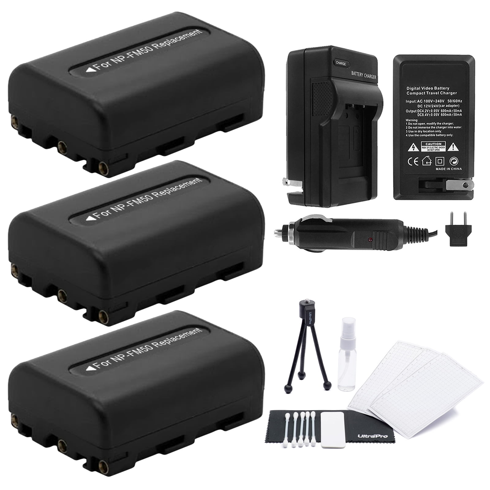 3-Pack NP-FM50 High-Capacity Replacement Batteries with Rapid Travel ...