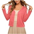 Antinious Ladies Fashion Solid Round Neck Button Cardigan Long Sleeve ...