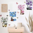 3D Vase Wall Stickers Stereo Flower Wall Decal DIY Blue Superposition ...