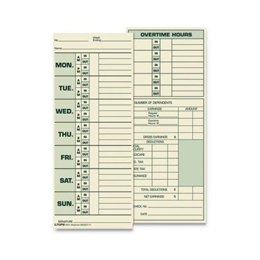 TOPS Job Cards Time Cards - Walmart.com