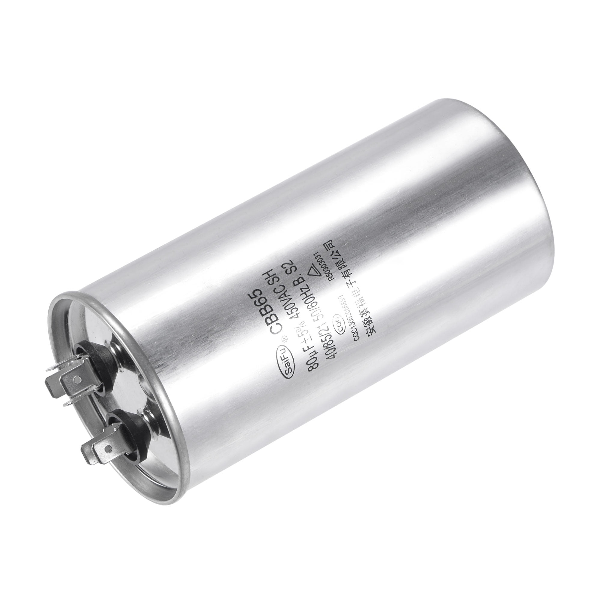 Buy Uxcell 80uF 450V AC Aluminum Case with Terminal Round CBB65 Run Capacitor Online at Lowest ...