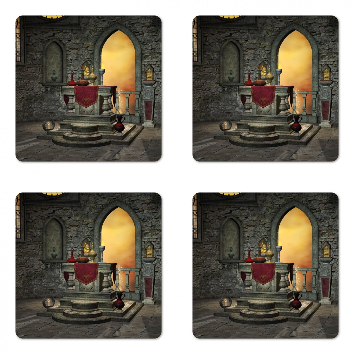 Gothic Coaster Set of 4, Altar Table in Castle Baroque Era Inspired ...