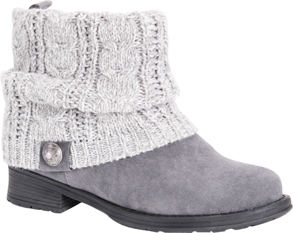 Women's MUK LUKS Pattrice Ankle Boot Grey Heather Polyester/Faux Suede ...