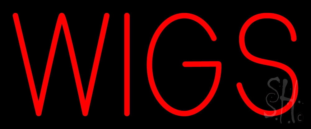 Red Wigs LED Neon Sign 6 x 15 - inches, Black Square Cut Acrylic ...