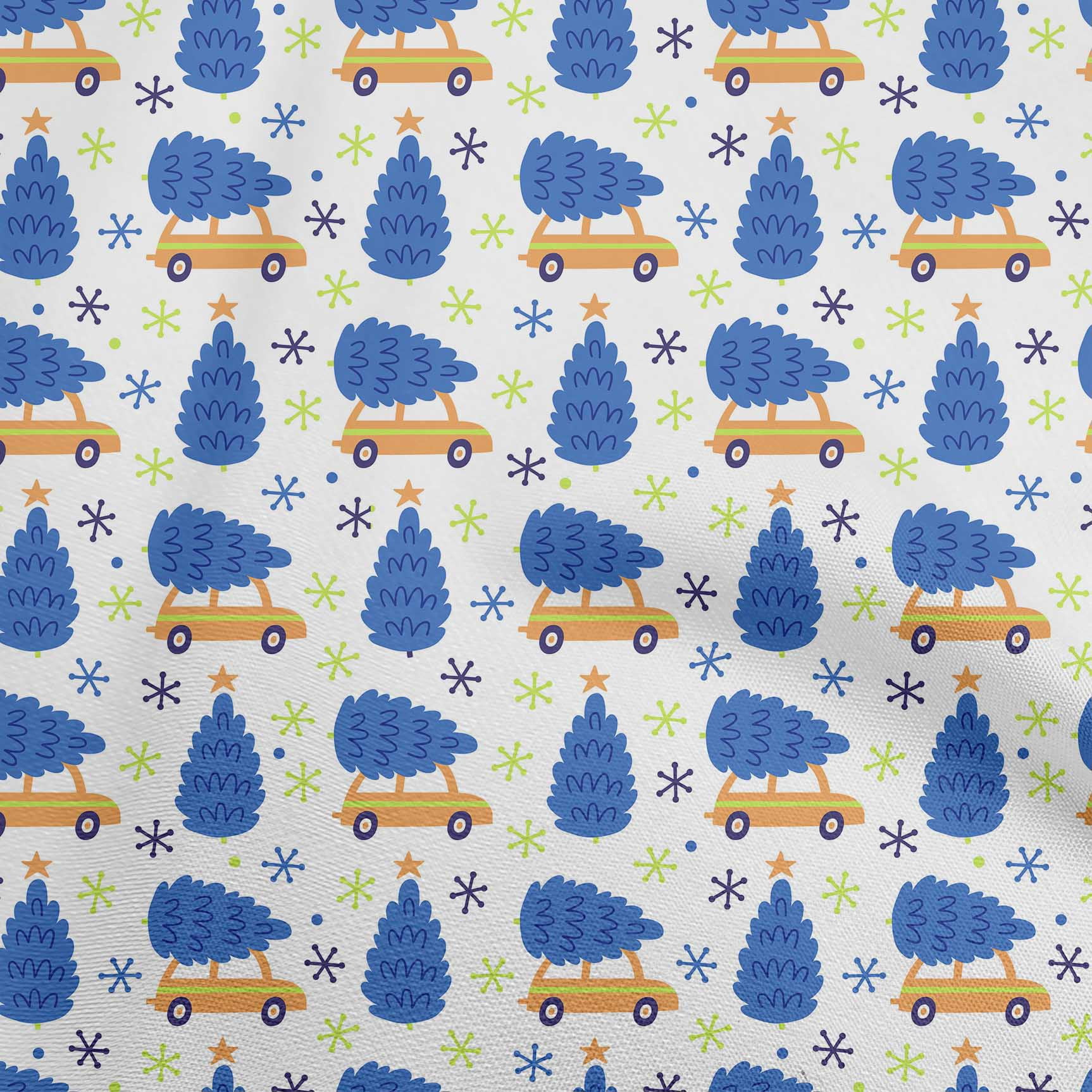 oneOone Cotton Poplin Blue Fabric Tree Fabric For Sewing Printed Craft ...