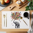 Abstract Elephant Cotton Linen Placemats Set of 4, Colored Cloud Paint ...