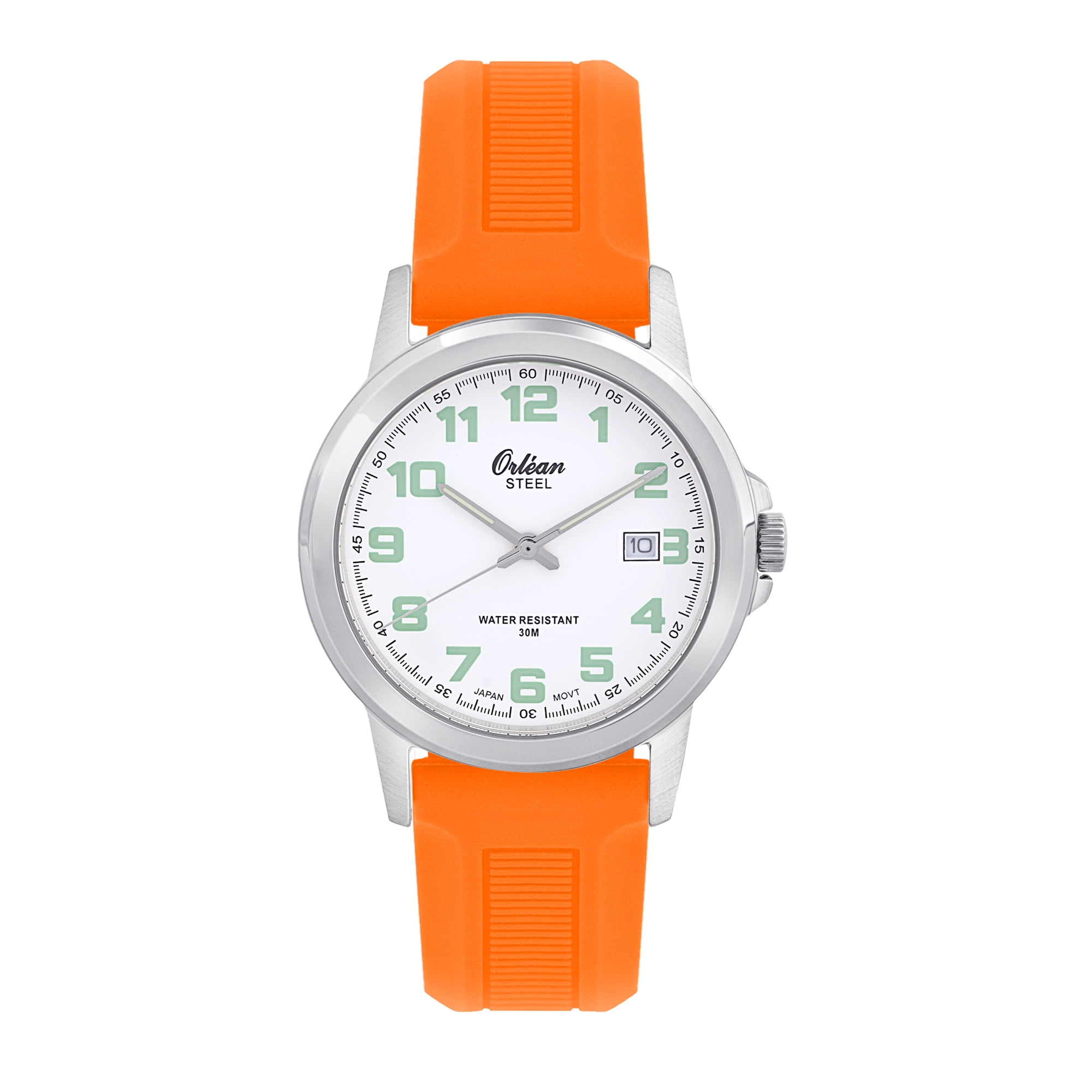 Orlean Mens Watch, Big Glow in the Dark Numbers, Date - Easy to Read ...