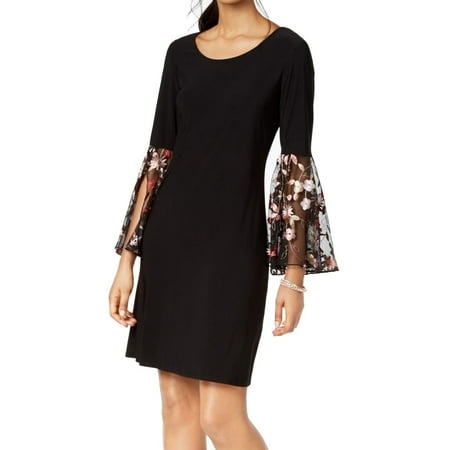 MSK Dresses - MSK Womens Small Embroidered Bell-Sleeve Shift Dress ...