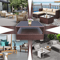 DIMAR GARDEN Outdoor Wicker Coffee Table with Glass top and Storage ...