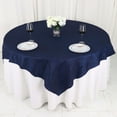 Efavormart 72"X72" Navy Blue Accordion Crinkle Taffeta Table Overlay, Square Tablecloth Topper ...